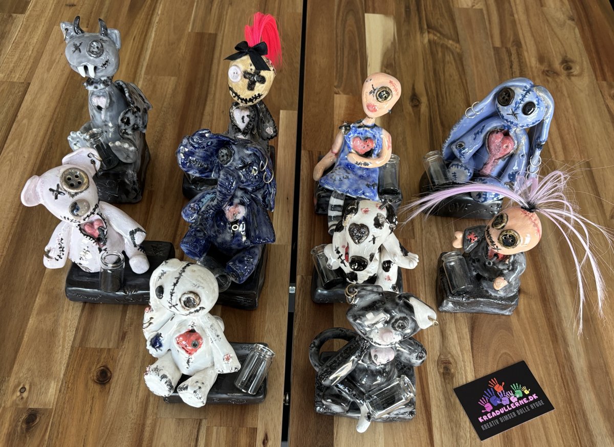 Voodoo dukker håndlavet Keramik voodoo figurer pynt kreadullerne.dk